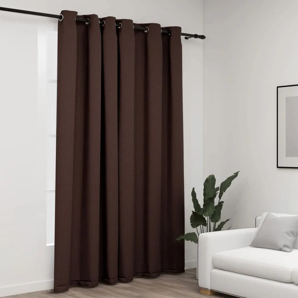 321203 vidaXL Zatemňovací závěs s kroužky vzhled lnu taupe 290 x 245 cm