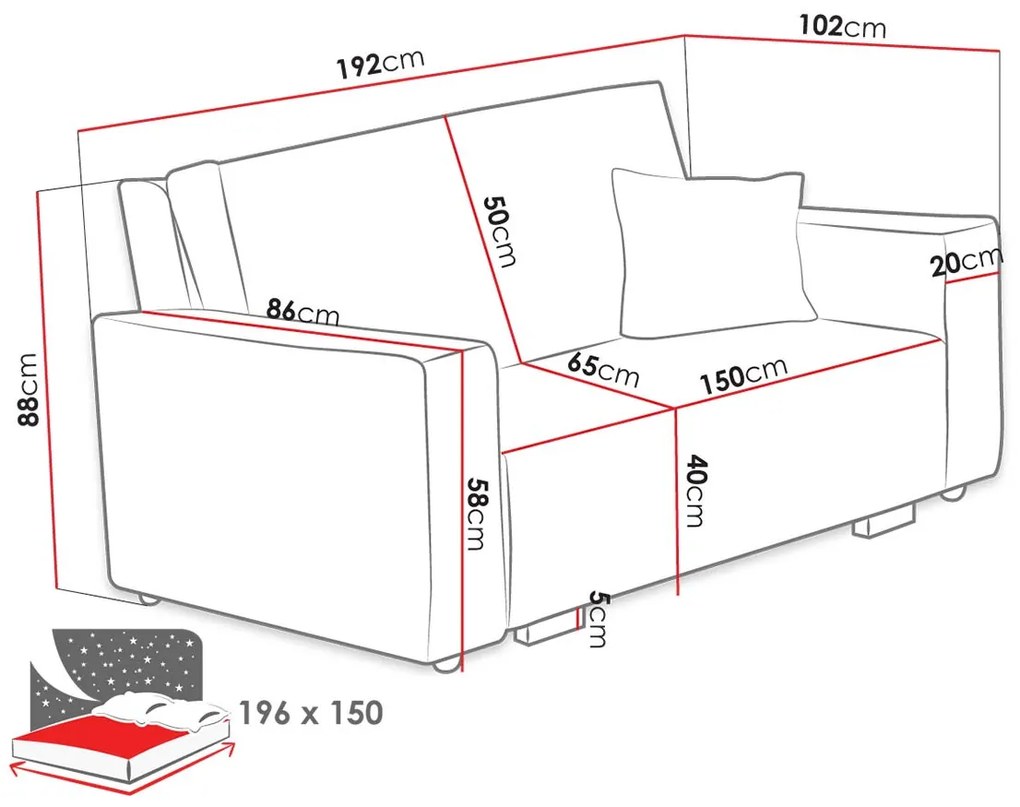 Rozkládací gauč s úložným prostorem CHIAKY 3 - modrý
