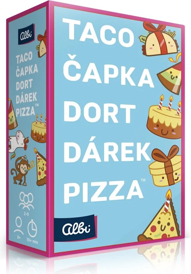 ALBI Taco, čapka, dort, dárek, pizza