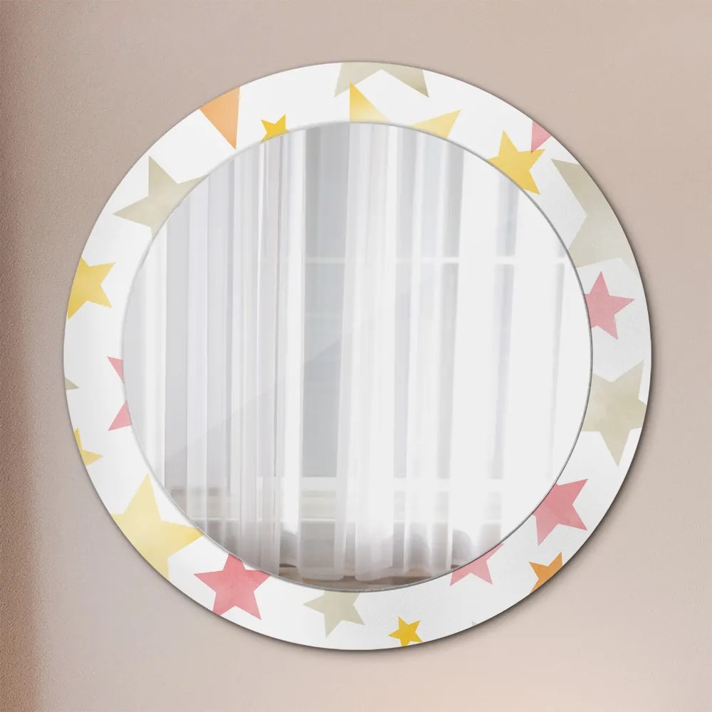 Kulaté zrcadlo s dekorem Pastelové hvězdy fi 70 cm