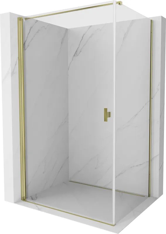 Mexen Mist-B, 1-křídlý ​​výklopný sprchový kout 90 x 95 cm, čiré sklo, zlatý lesklý profil, 8A2T-090-095-50-00
