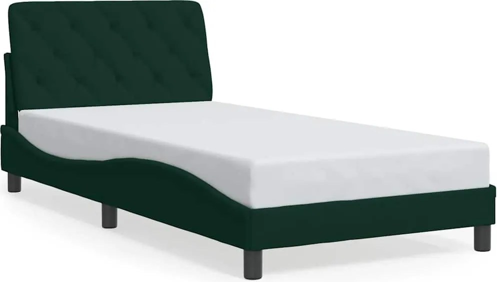 Rám postele s LED bez matrace tmavě zelený 100 x 200 cm samet 3213840