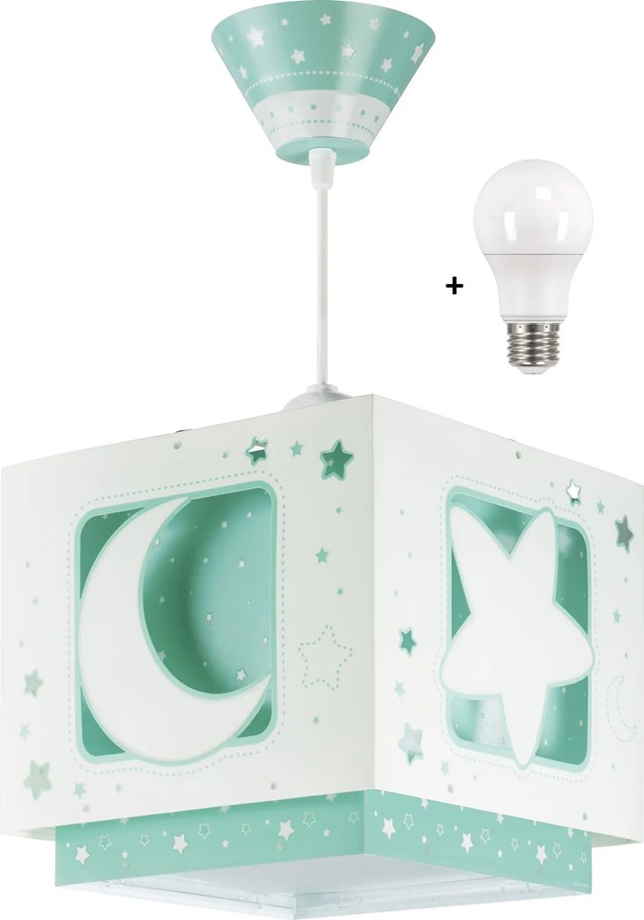 Dalber 63232H MOONLIGHT green - Dětský lustr, bílozelený + Dárek LED žárovka