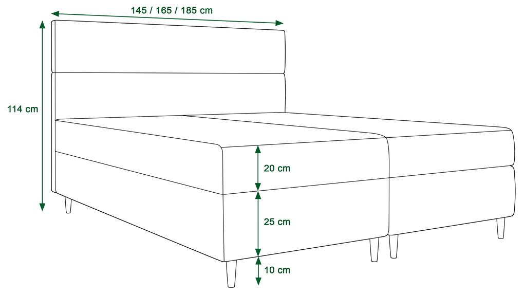 Manželská postel Boxspring 140 cm Flu Comfort (světlomodrá) (s matrací a úložným prostorem). 1055915
