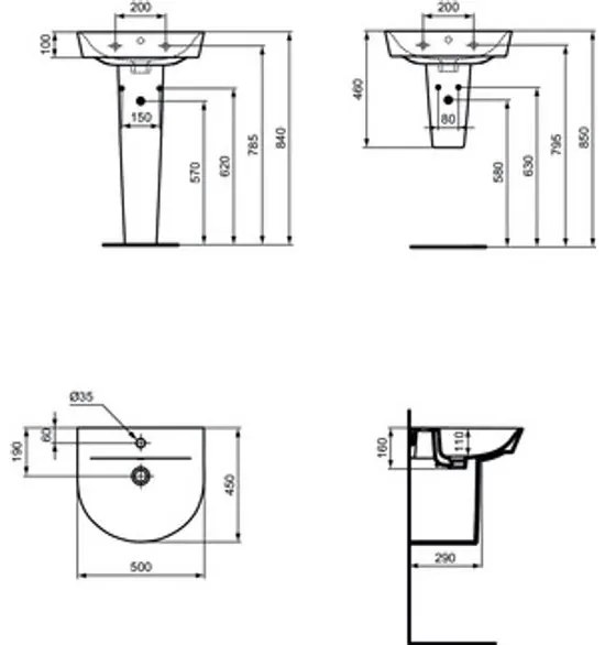 Ideal Standard Connect Air Umývátko, 40x35 cm, Ideal Plus bílá E0701MA