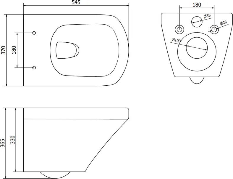 Mexen Vito, závěsné WC Rimless 54,5 x 37 cm s pomalu padajícím sedátkem z duroplastu, bílá, 30174000