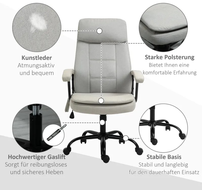 Vinsetto Masážní kancelářská výškově nastavitelná otočná židle, ergonomická, béžová 63 x 70 x 112-121 cm 921-308BG