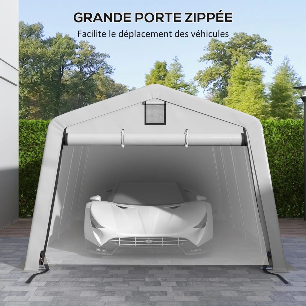 Outsunny Stan pro parkování Autosunny 6,2L x 3,3W x 2,4H m, robustní pozinkovaná ocel, vysokohustotní PE 150 g/m², voděodolný, anti-UV, světle šedý, …