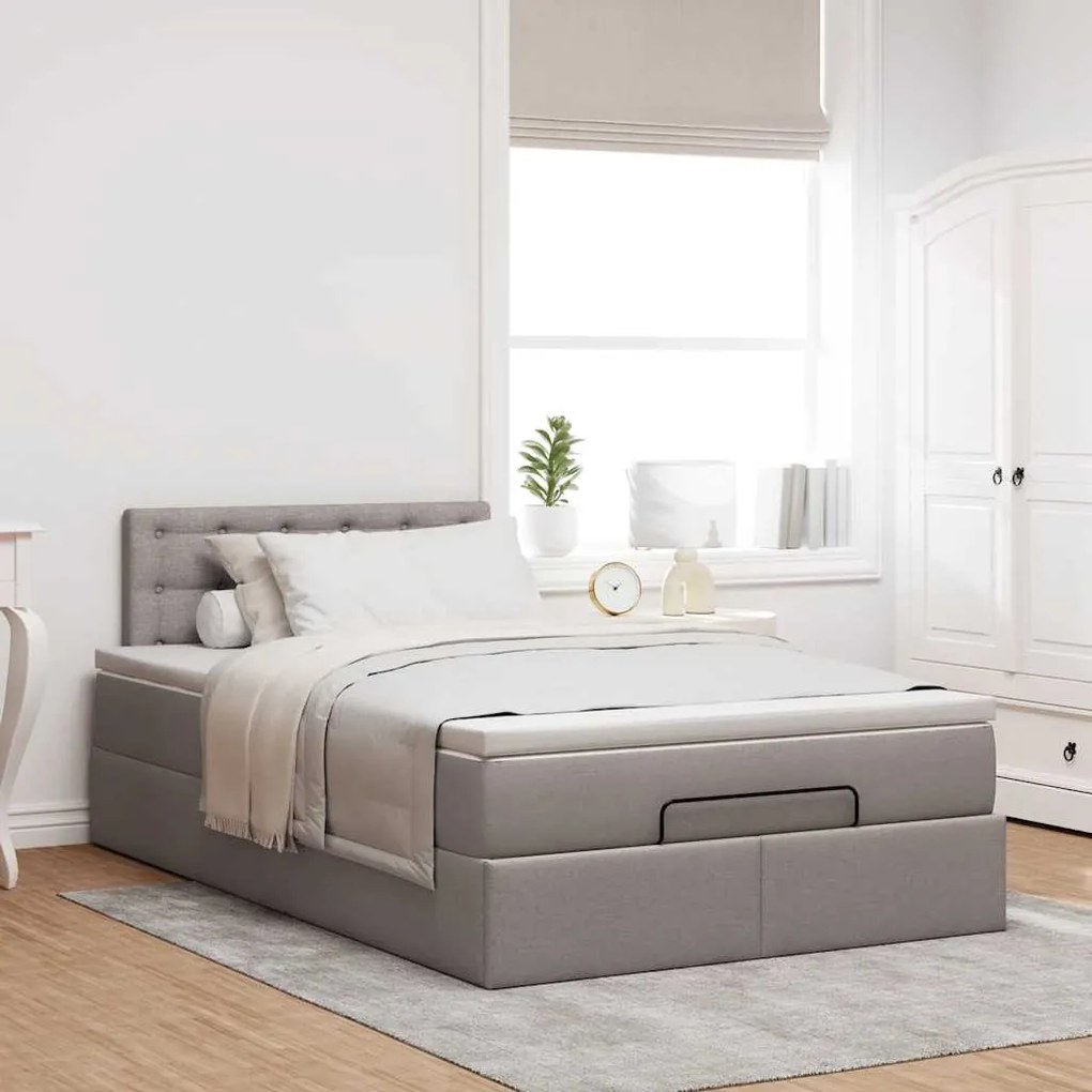 Osmanský rám postele s matrací taupe 120x200cm textil 3311619