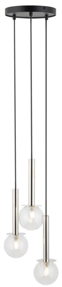 Lustr na lanku DAISY 3xG9/12W/230V pr. 27 cm lesklý chrom/černá/čirá