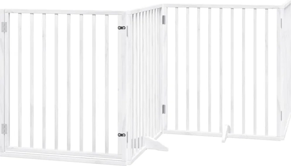 Zábrana pro psy s dvířky skládací 6 panelů bílá 480 cm topol 3155565