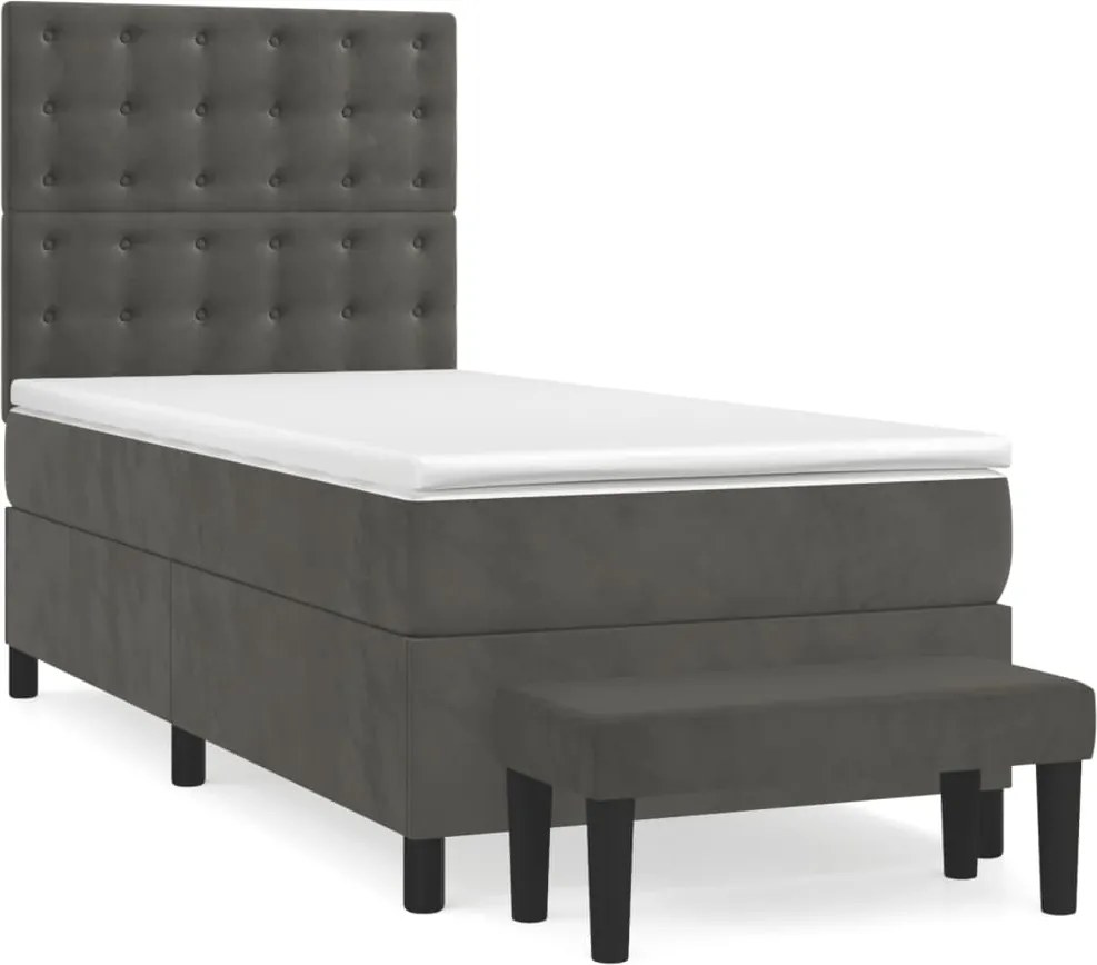 Box spring postel s matrací tmavě šedá 100x200 cm samet 3138068