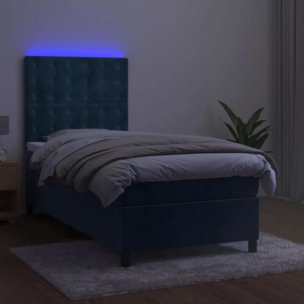 vidaXL Box spring postel s matrací a LED 90x200 cm samet [3136345] Barva: Černá