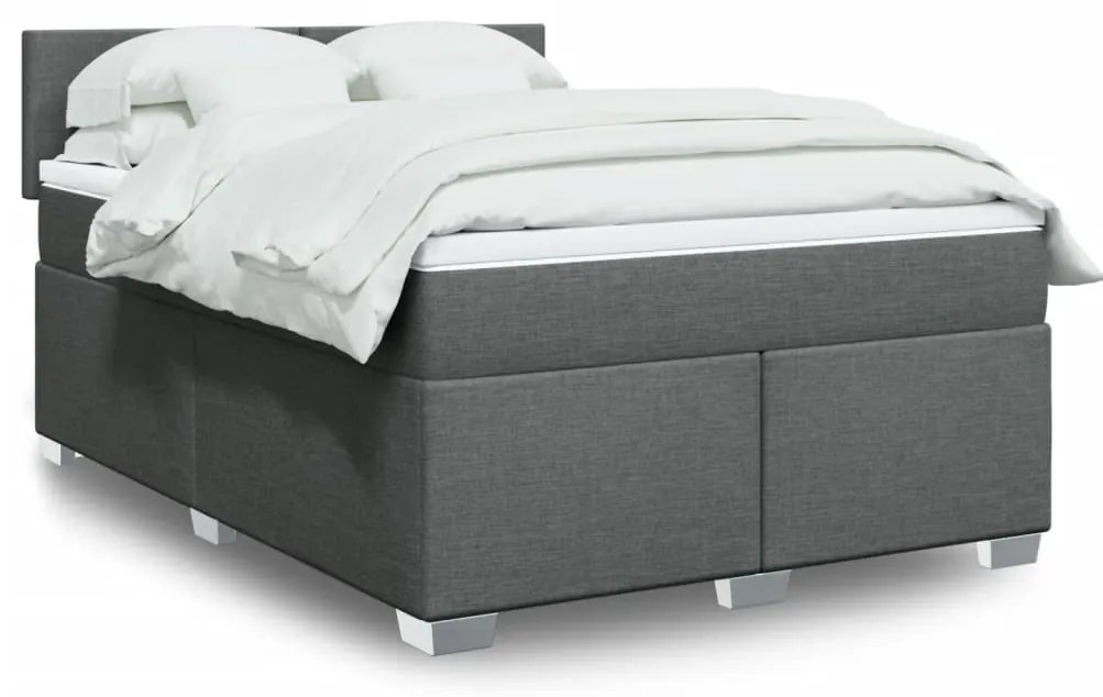 Box spring postel s matrací tmavě šedá 140x200 cm textil 3288205
