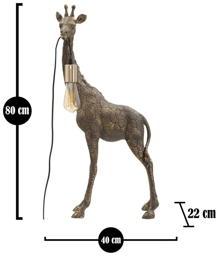 Stolní lampa Mauro Ferretti Giraffe Tall, 40x22x80 cm, starožitná zlatá