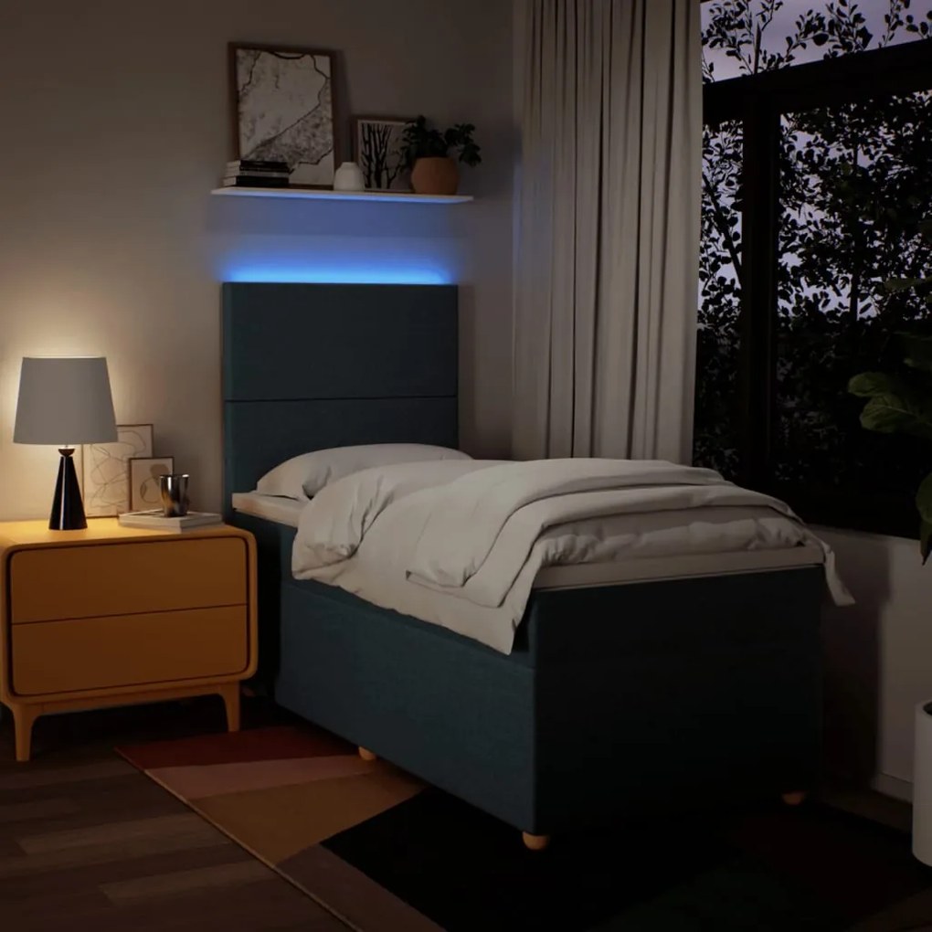 Box spring postel s matrací modrá 90x190 cm textil 3293434