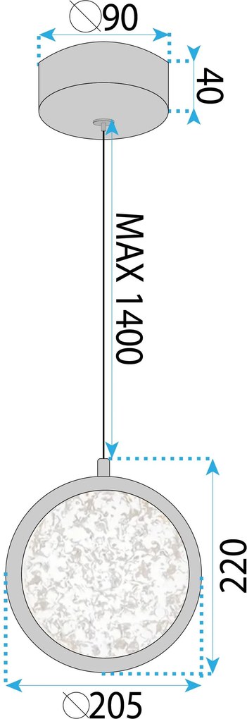 Toolight Toolight, LED křišťálový závěsný lustr, 10W, 3000K, LHJ100-1CP, zlatá, OSW-60045