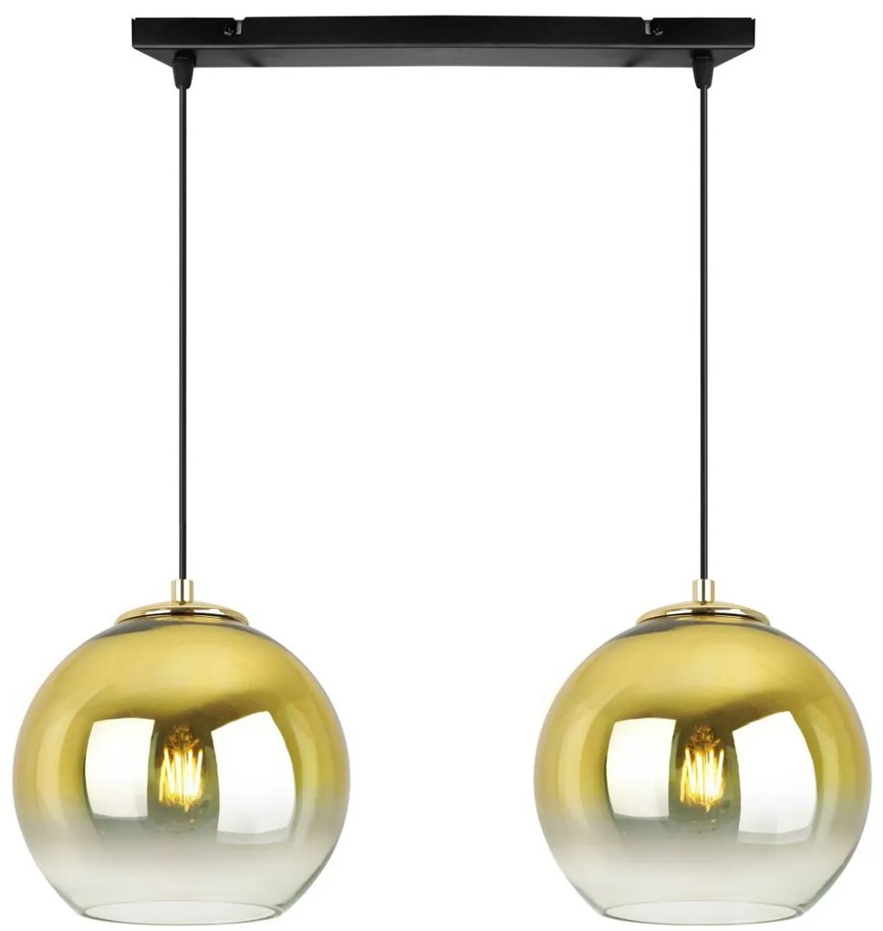 Závěsné svítidlo Bergen Gold, 2x zlaté/transparentní skleněné stínítko (fi 20cm)