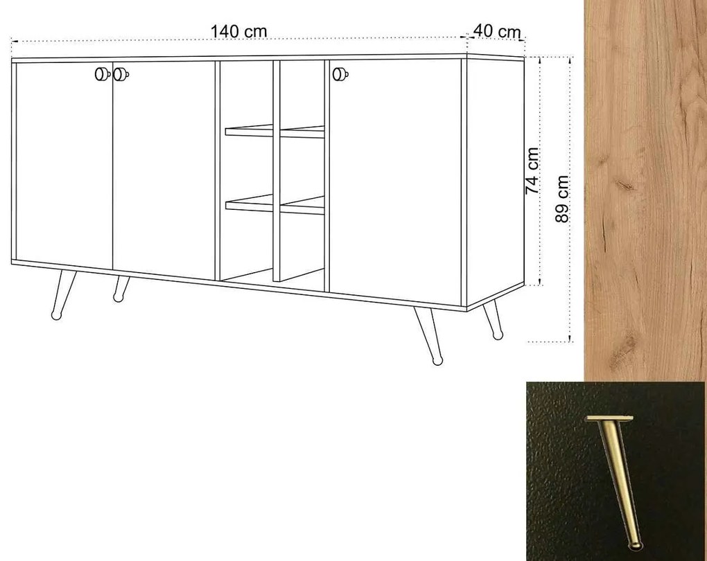 Designová komoda Cadilyn 140 cm černá