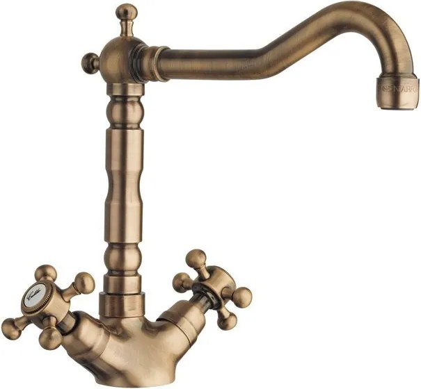 Reitano Rubinetteria Reitano Rubinetteria, ANTEA stojánková dřezová baterie s retro hubicí, bronz, 3126