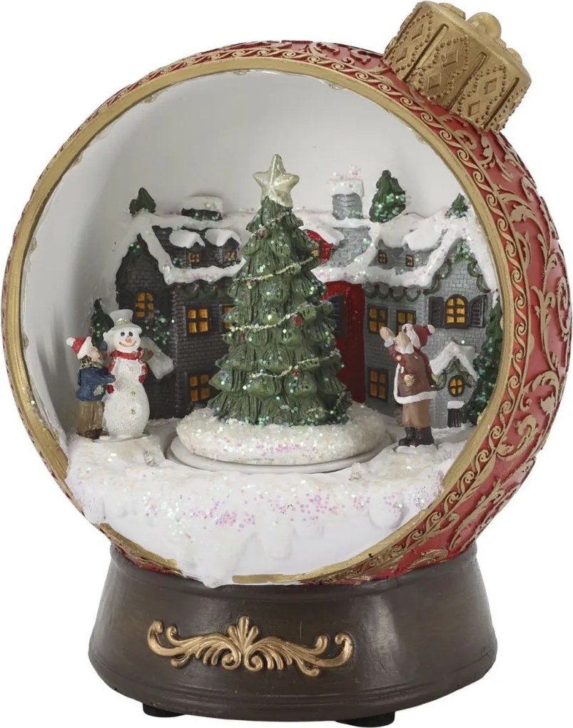 Hudební skříňka Noël s dětmi u stromku a LED světýlky – Ø 18*23 cm / 3xAA