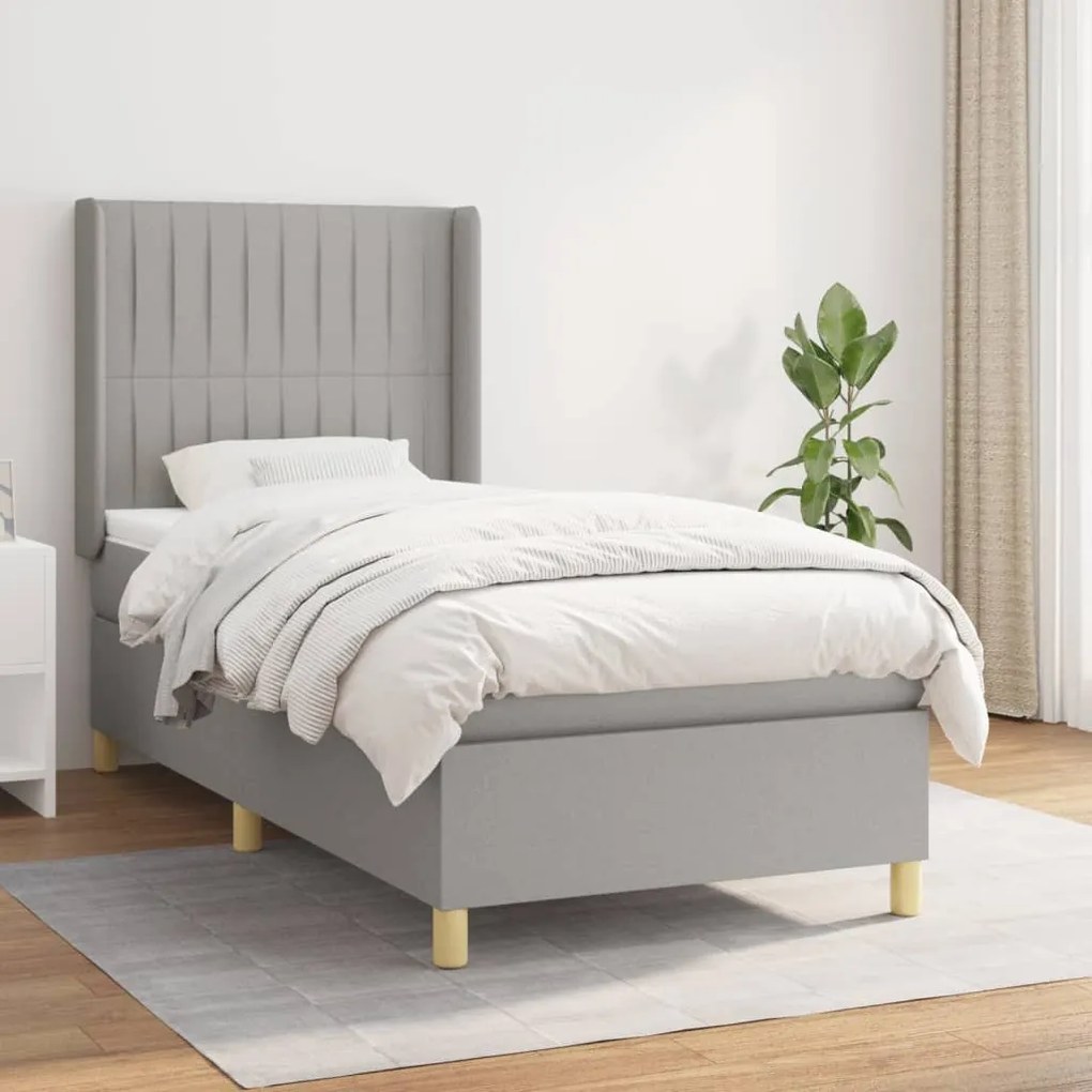 Box spring postel s matrací světle šedá 80 x 200 cm textil 3132105