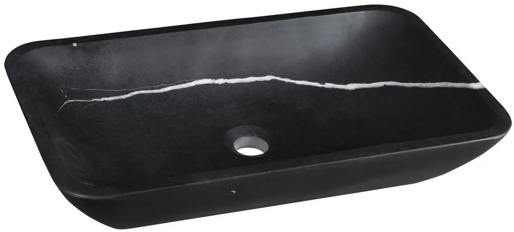 Sapho BLOK kamenné umyvadlo na desku, 60x35 cm, matný černý Marquin - 2401-39