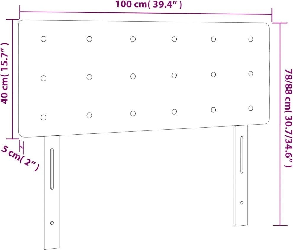 Čelo postele s LED tmavě hnědé 100x5x78/88 cm textil 3122039