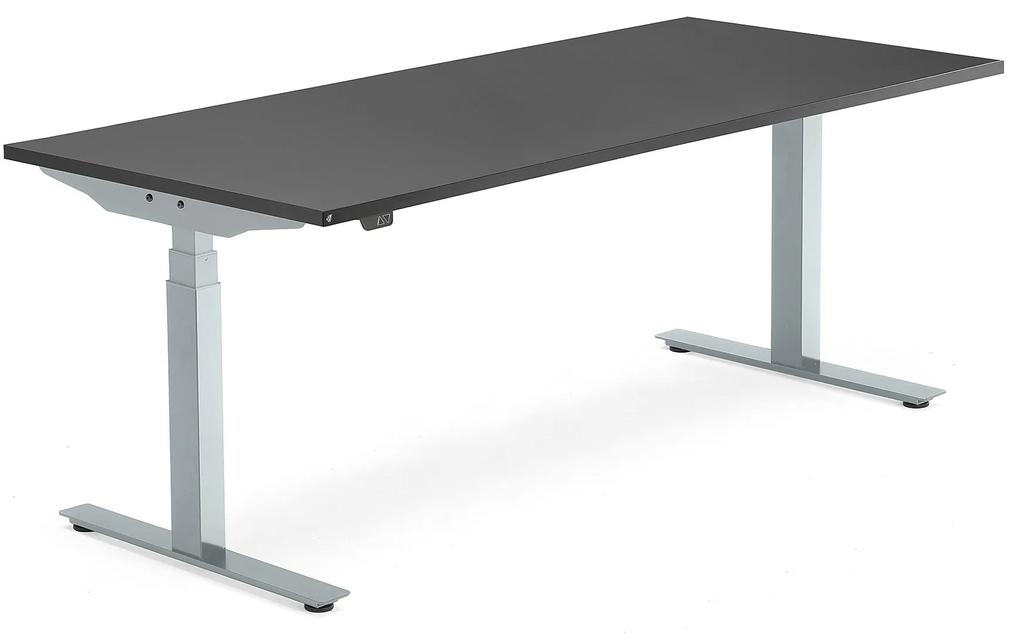 AJ Produkty Výškově nastavitelný stůl MODULUS, 1800x800 mm, stříbrný rám, černá