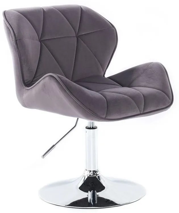 LuxuryForm DESIGN Otočná židle MILANO VELUR na stříbrném talíři - tmavě šedá