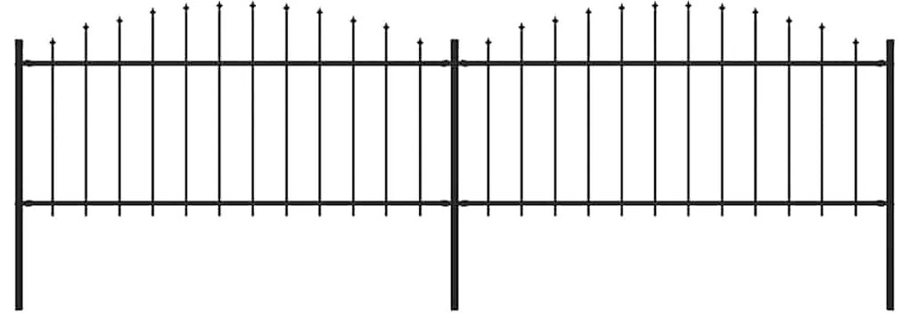 Zahradní plot s hroty ocel (0,5–0,75) x 3,4 m černý 277704