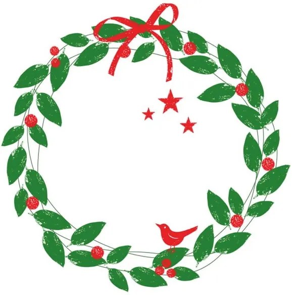 Balení 10 papírových ubrousků s vánočním motivem PPD Xmas Wreath