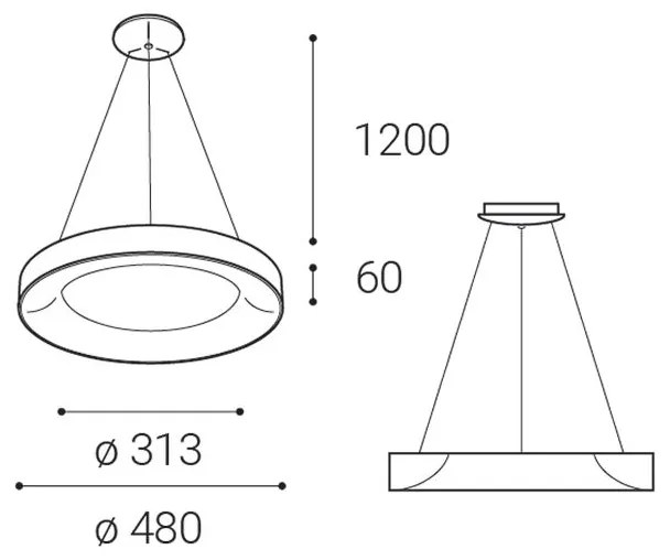 Led2 Závěsné LED svítidlo BELLA P-Z ø 48 cm, bílá Varianty: 3000K/4000K DALI TW