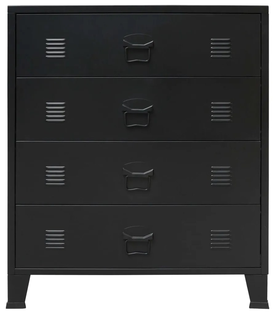 Skříň se zásuvkami kovová industriální styl 78x40x93 cm černá 245963