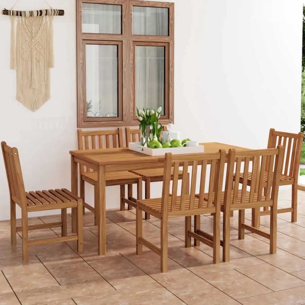 7dílná zahradní jídelní sada 160 x 80 cm masivní teakové dřevo 3059938