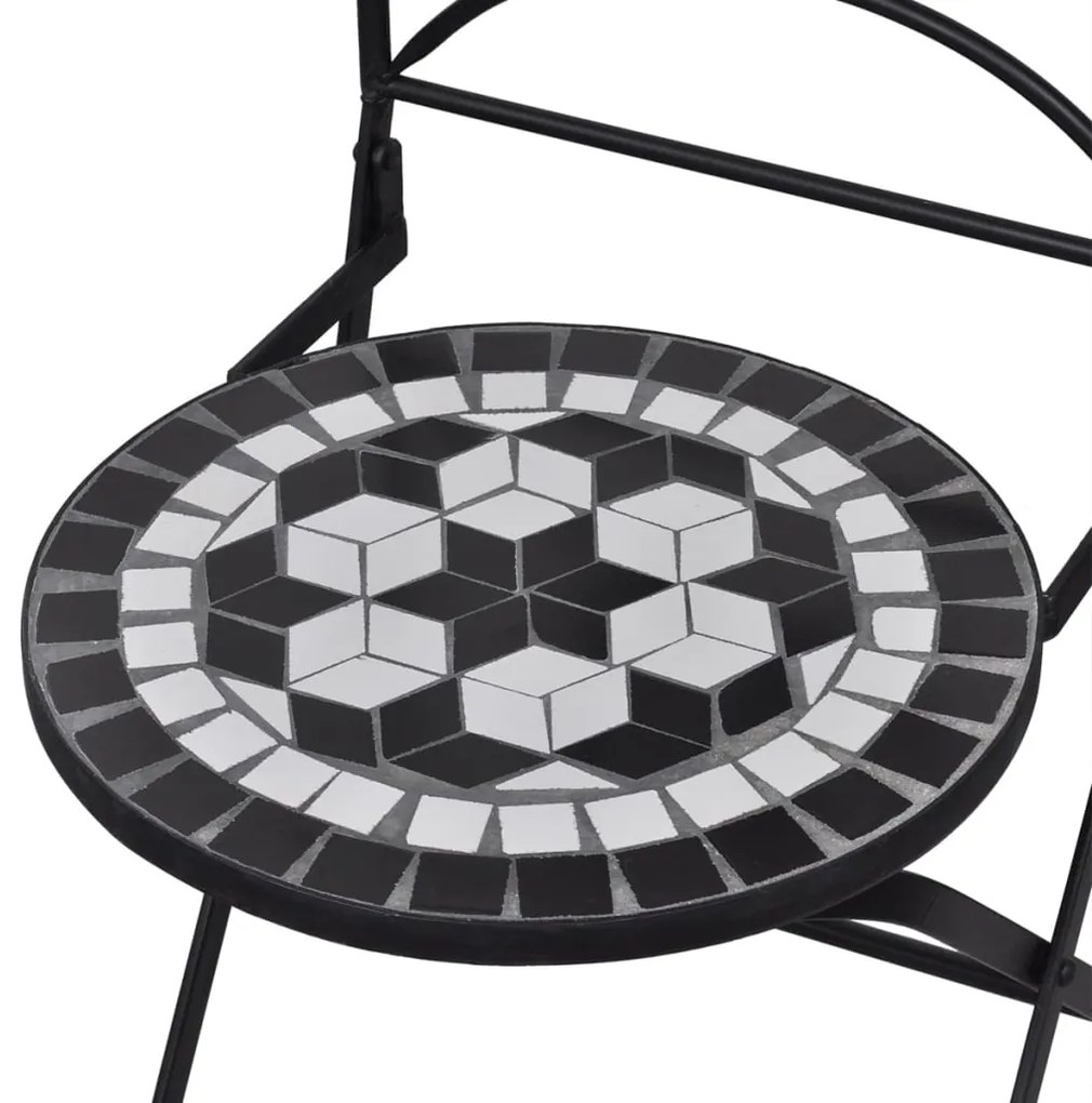 vidaXL 3dílný bistro set mozaikový keramický černo-bílý