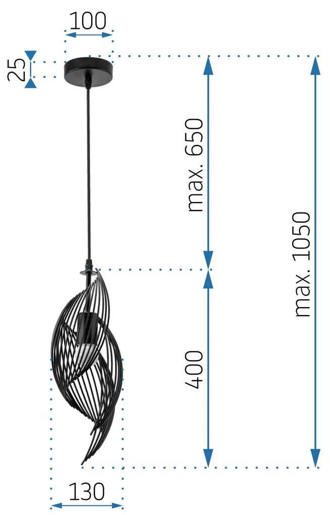 Toolight - Stropní svítidlo 1xE27 60W APP977-1CP, černá, OSW-06989