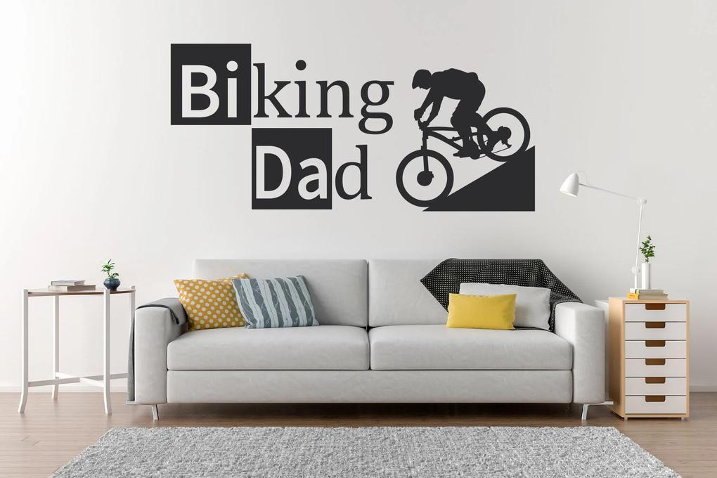Lepy.cz Samolepka na zeď Biking dad Velikost (šířka x výška): 60x28cm, Barevná varianta: Světle zelená