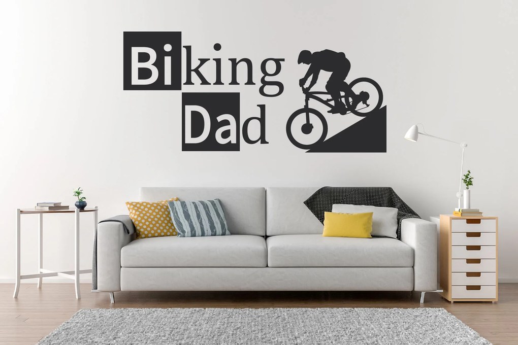 Lepy.cz Samolepka na zeď Biking dad Velikost (šířka x výška): 90x41cm, Barevná varianta: Ledová modrá