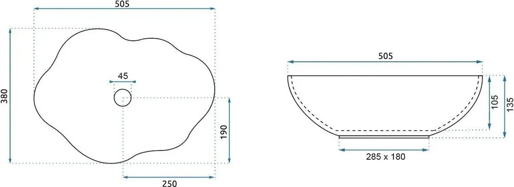 Rea Pearl Warm, umyvadlo na desku 505x380x135 mm, béžová, REA-U0617