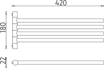 Nimco Držák na ručníky otočný, 42 cm BORMO černá - BRC 11096-4-90
