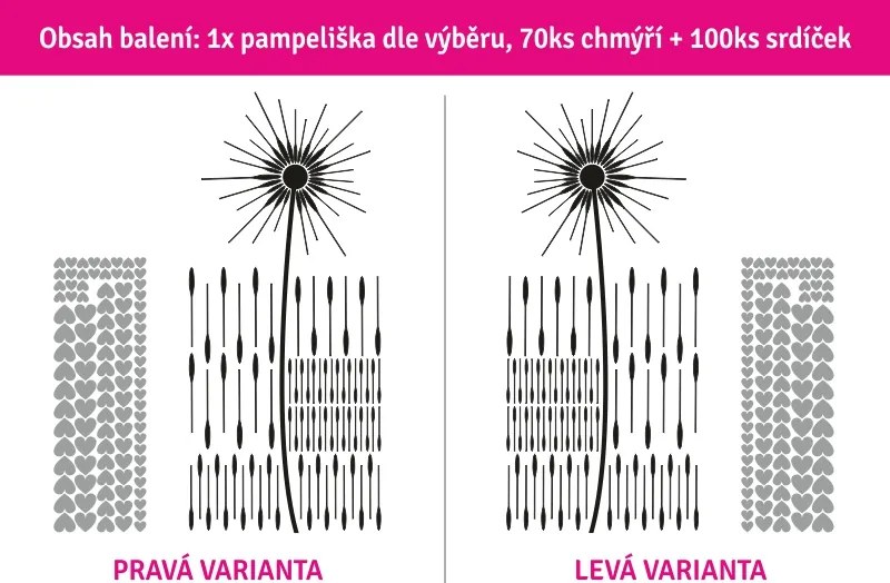 WALLVINIL Samolepky na zeď - Pampeliška 2012 Barva: Černá, Velikost: 120x50 cm, Pravá / Levá: PRAVÁ (rostlina je nakloněna doprava)