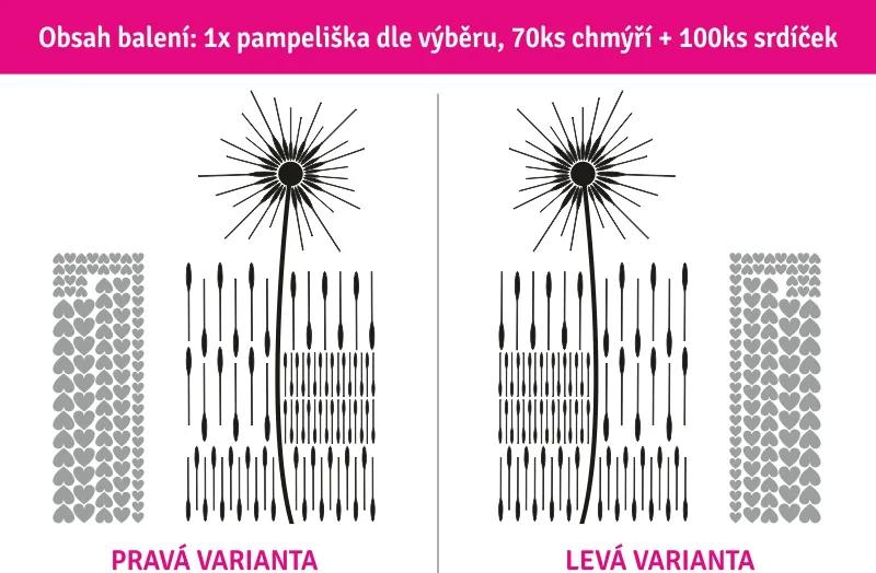 WALLVINIL Samolepky na zeď - Pampeliška 2012 Barva: Černá, Velikost: 60x25 cm, Pravá / Levá: LEVÁ (rostlina je nakloněna doleva)