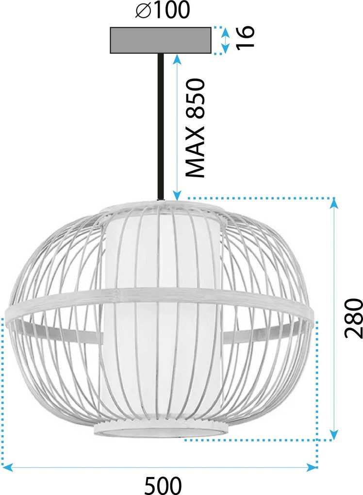 Toolight Natural, závěsné stropní svítidlo 50cm 1xE27 APP1632-1CP, přírodní hnědá-bílá, OSW-05144