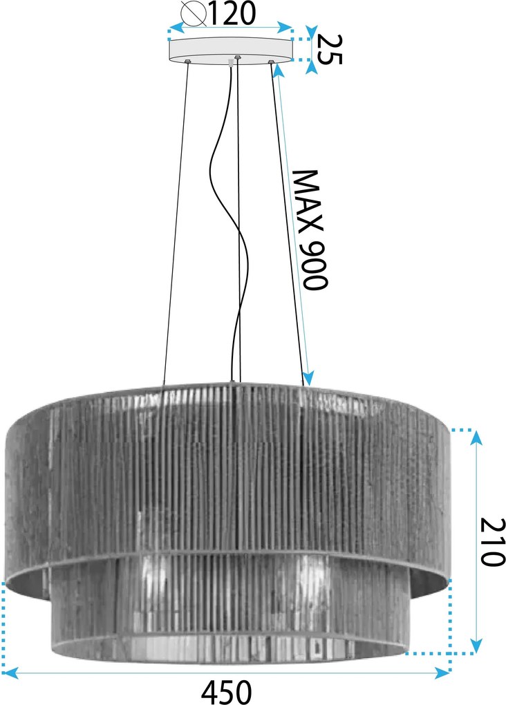 Toolight Toolight, závěsné svítidlo 3xE27, APP1837-1CP, černá-hnědá, OSW-00642