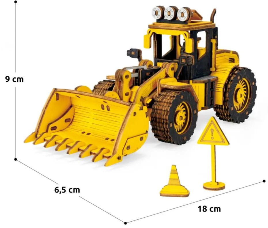 ROBOTIME Rokr 3D dřevěné puzzle Buldozer 211 ks