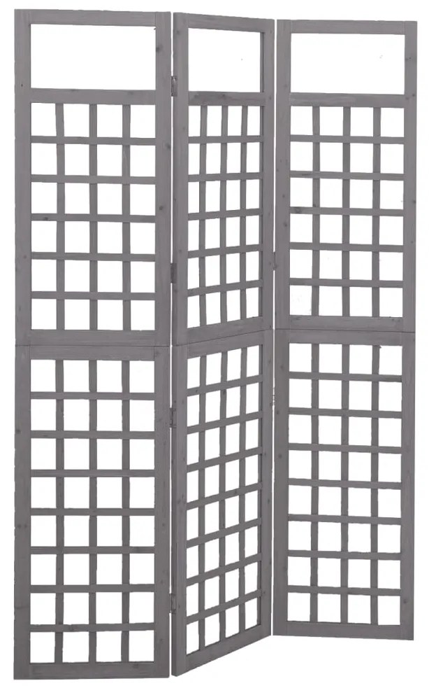 3dílná dělicí stěna / treláž masivní jedle šedá 121 x 180 cm 316486