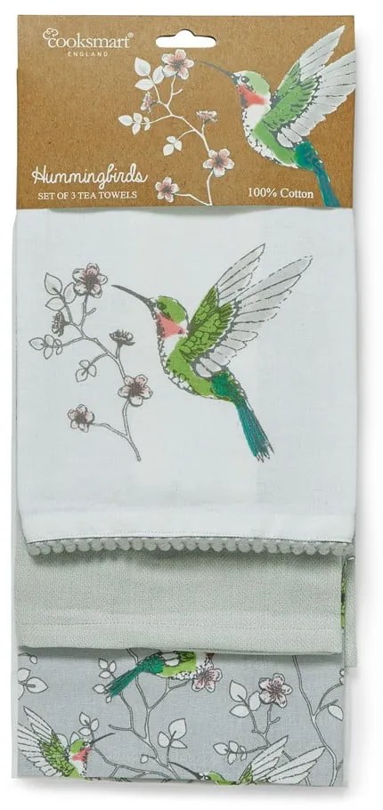 Bavlněné utěrky v sadě 3 ks 45x65 cm Hummingbirds – Cooksmart ®