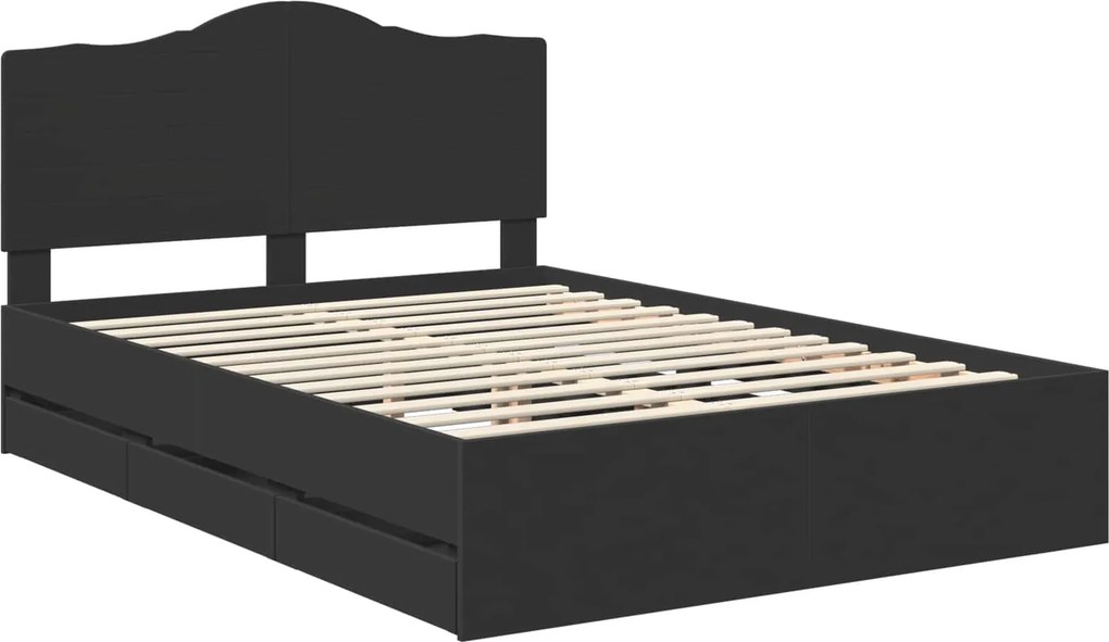 Rám postele se zásuvkou Černý 150 x 200 cm Inženýrské dřevo 3413402