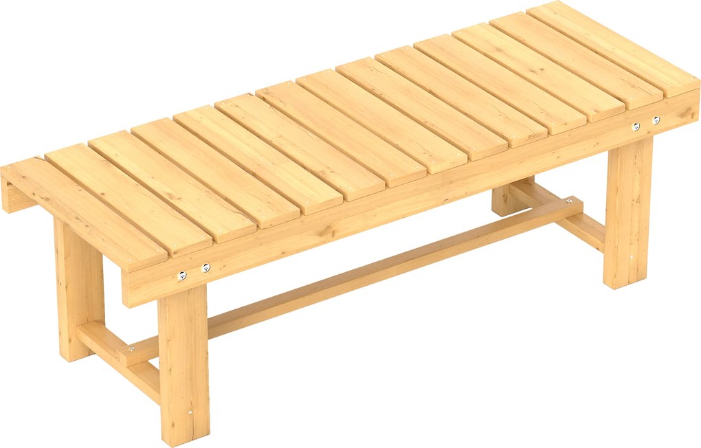 Zahradní lavice Outsunny, 2místná, masivní dřevo, 110 x 38 x 35 cm, voděodolná, odolná, stabilní, na balkon, zahradu, terasu, přírodní barva | Aosom